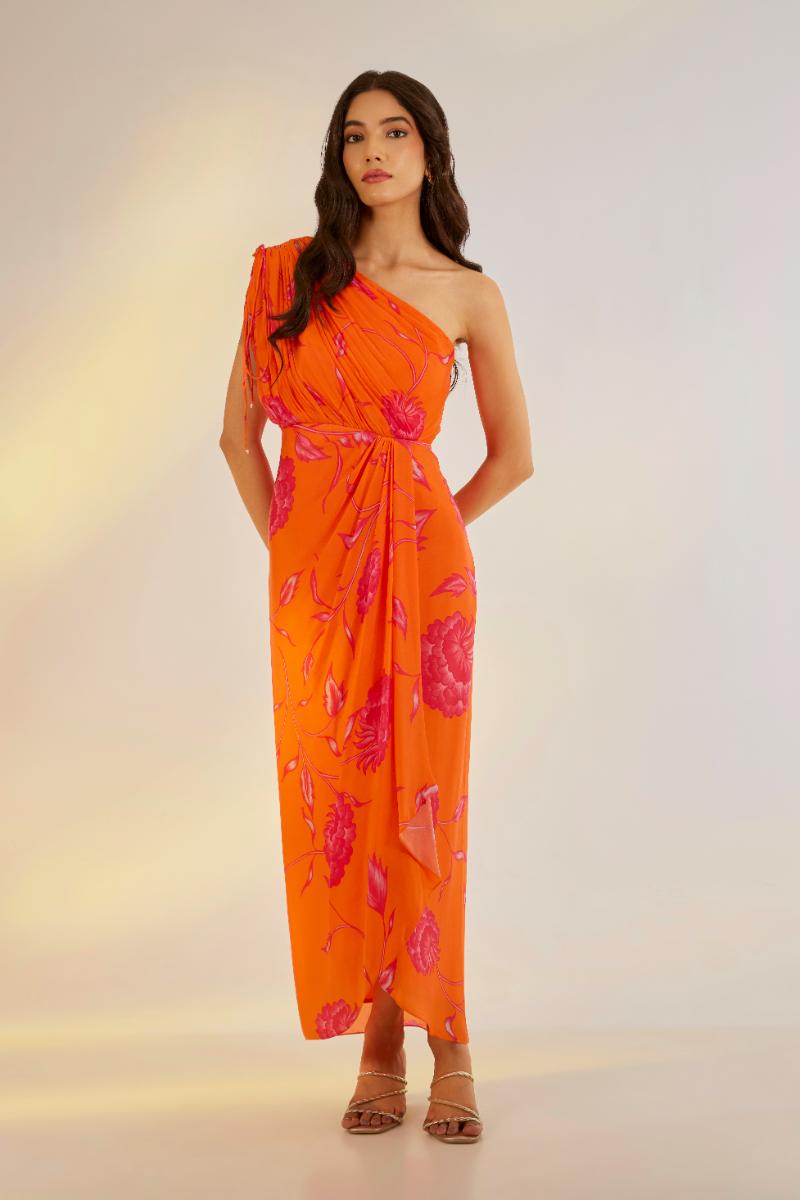 Printed Cowl Drape Dress – Ewoke Studio